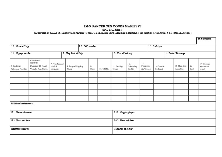Dangerous Goods (FAL Form 7) | PDF