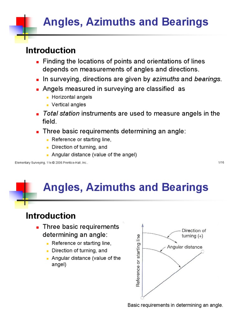 CVE202 Lecture Notes-7 Angels Azimuths and Bearings | PDF | Angle ...