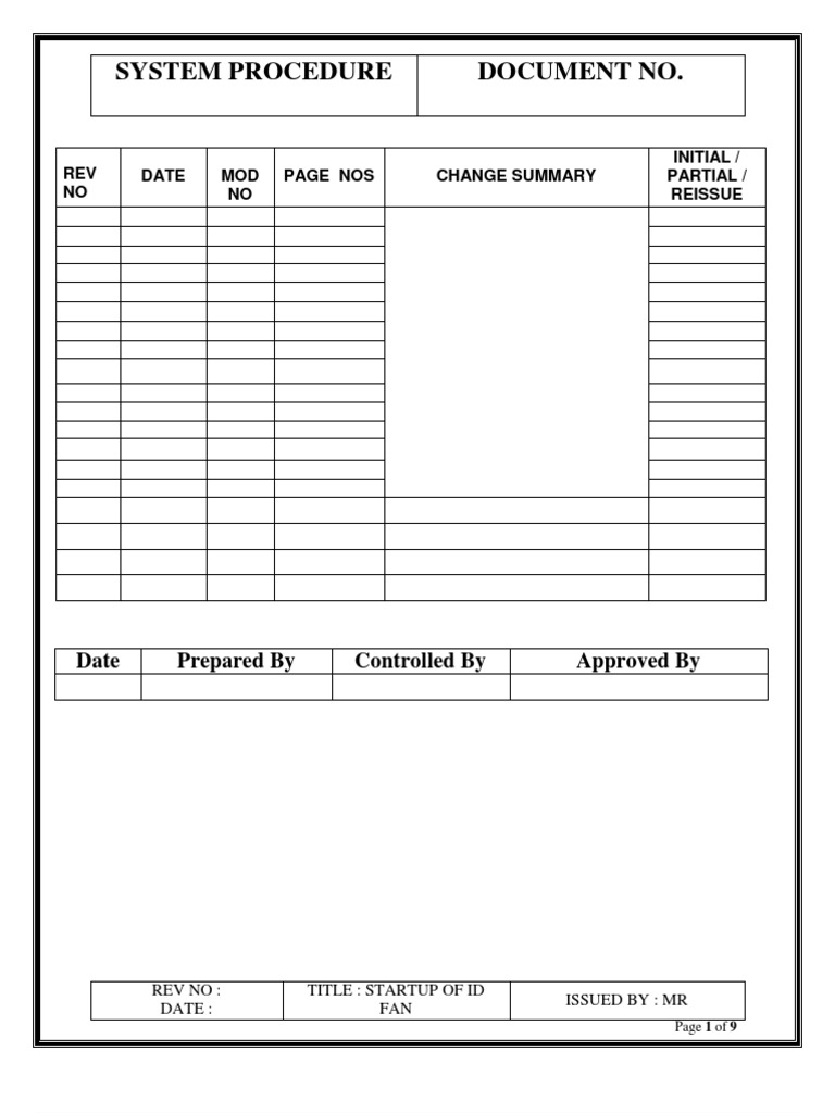Startup ID Fan Procedure | PDF | Mechanical Fan | Pump