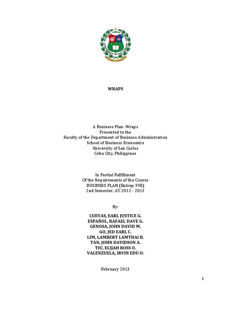 Wraps Business Plan Final | PDF | Inventory | Balance Sheet