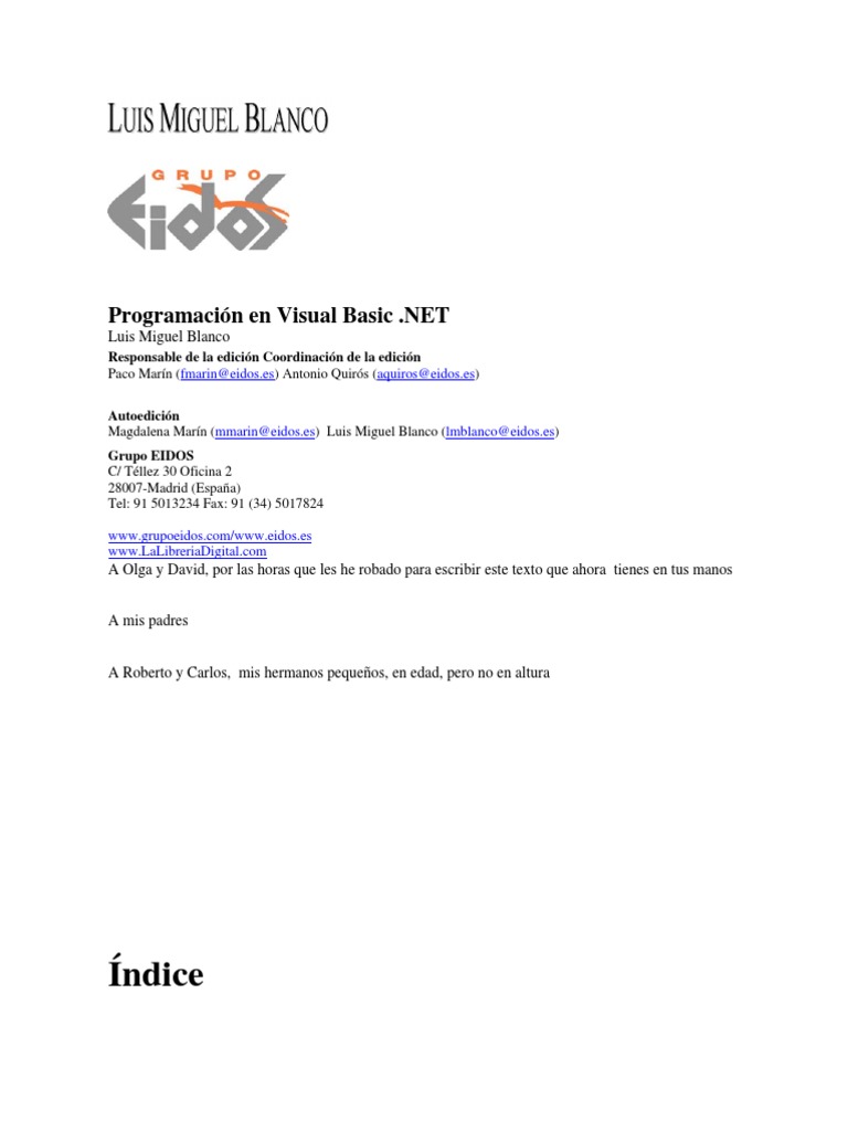 Visual Basic Net Manual De Programacion Español Pdf Net