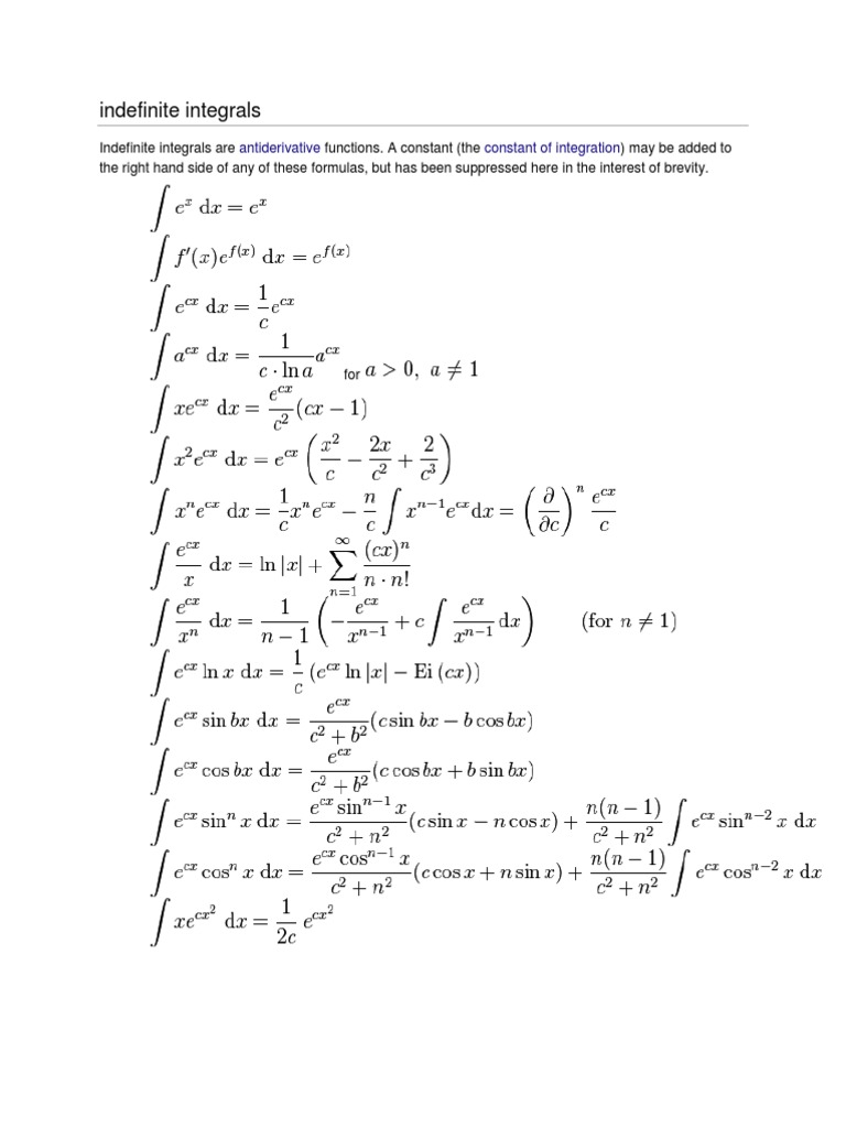 Calculus: Indefinite Integrals Guide | PDF