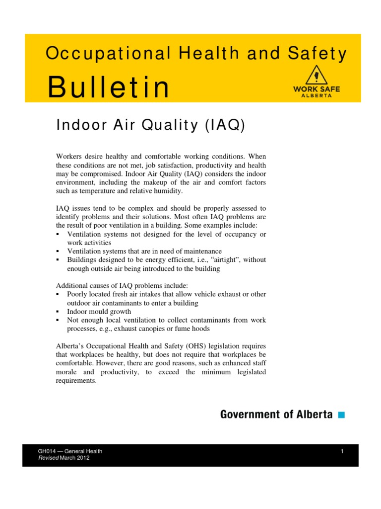 Alberta IAQ Tool Kit | PDF | Ventilation (Architecture) | Occupational ...