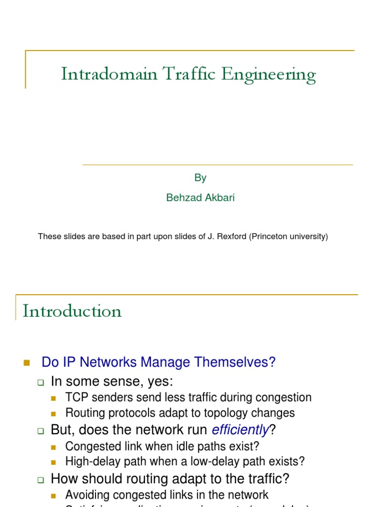 Intra Domain Traffic Engineering | PDF | Routing | Computer Network