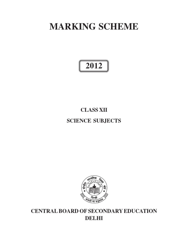 Marking Scheme: Class Xii Science Subjects | PDF | Test (Assessment ...