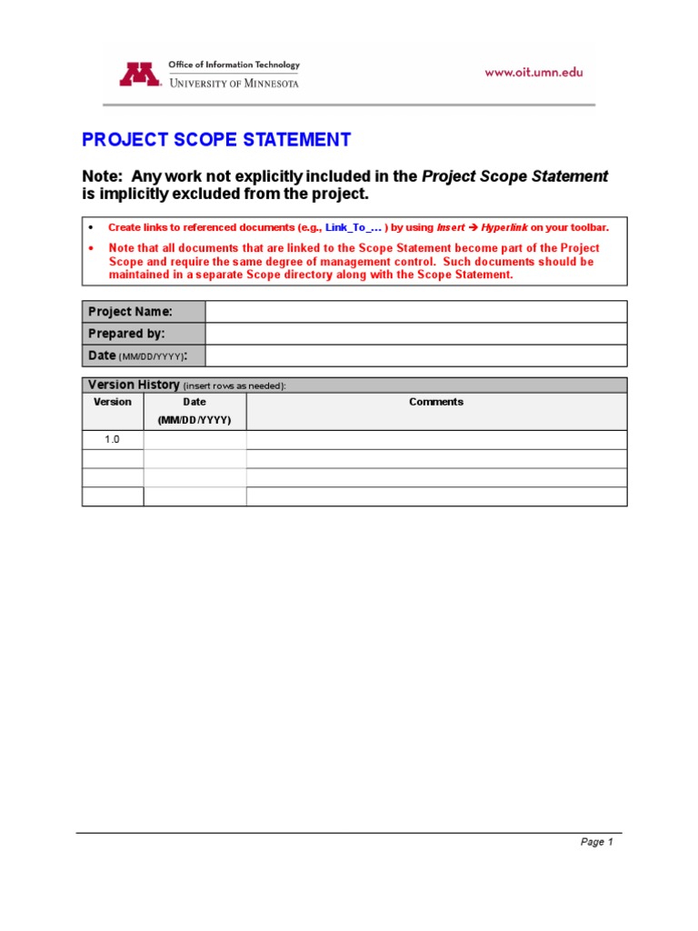 Scope Statement | Request For Proposal | Project Management