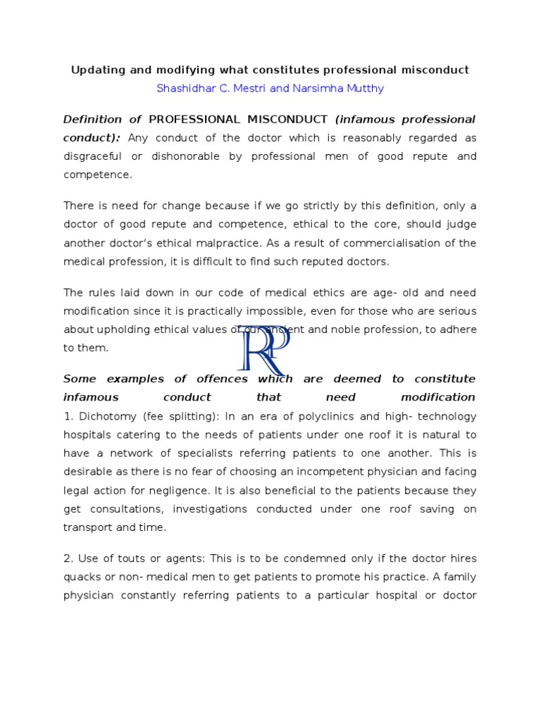 Professional Misconduct | PDF | Professional Ethics | Physician
