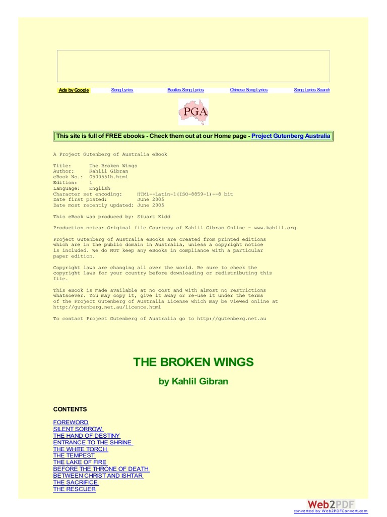 The Broken Wings | PDF | Project Gutenberg | Heaven