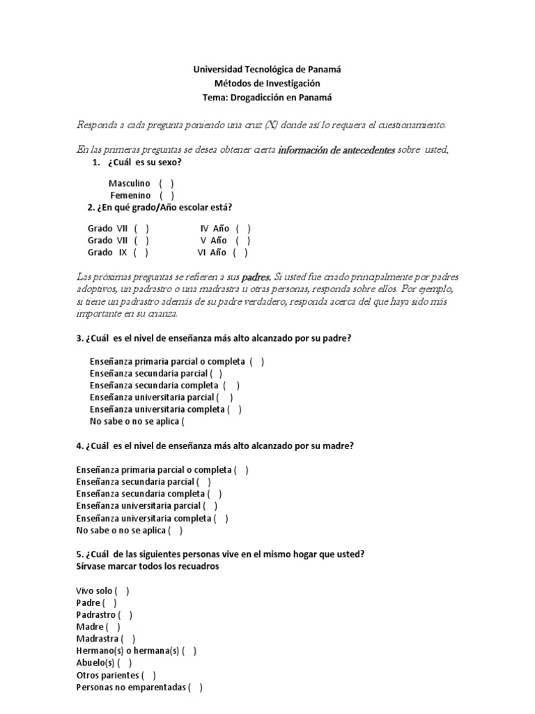Universidad Tecnológica de Panamá(ENCUESTA) | PDF | La dependencia de ...
