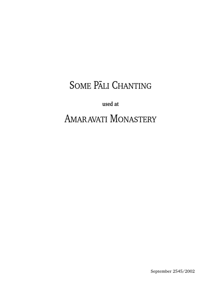 Some Pali Chanting Used at Amaravati Monastery | PDF