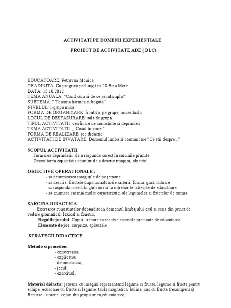 DLC - Joc Didactic Grupa Mica | PDF