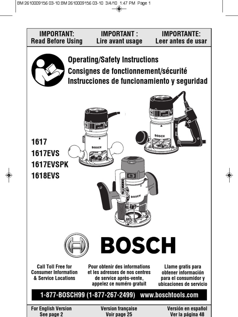Bosch Router 1617 EVS - Owner's Manual | Screw | Electrical Connector