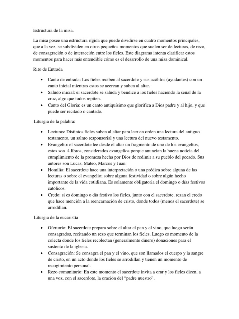 Estructura de La Misa | PDF | Misa (liturgia) | Creencia religiosa y ...