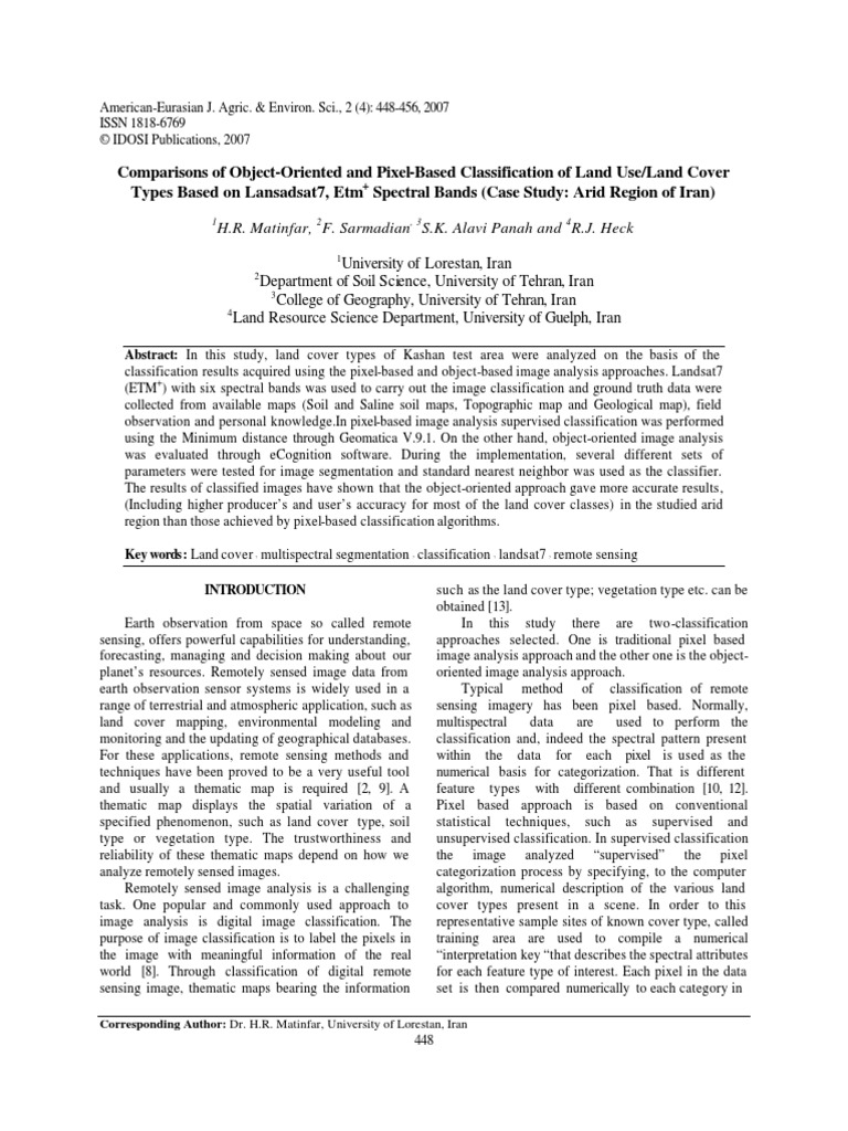 Mantinfar - 2007 - Comparisons of Object-Oriented and Pixel - Based Classification of LULC Types ...