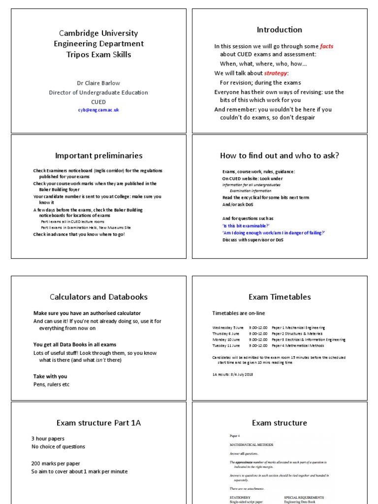 Cambridge Engineering Tripos Exam Guide | PDF | Test (Assessment ...