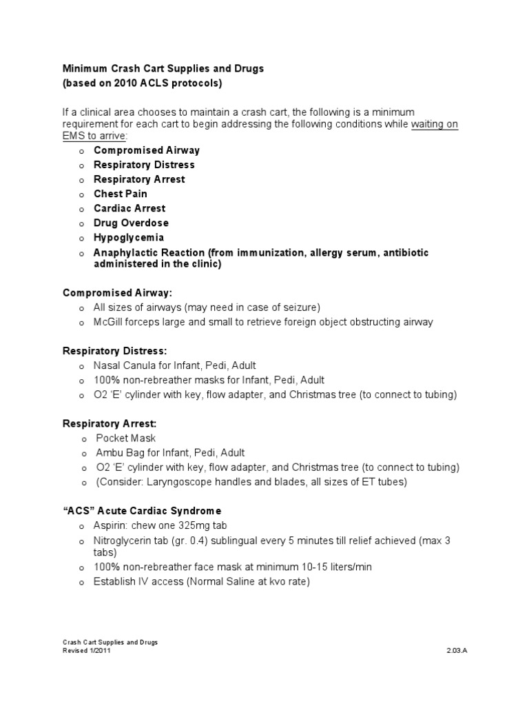 Essential Crash Cart Drug List | PDF | Self-Improvement | Wellness