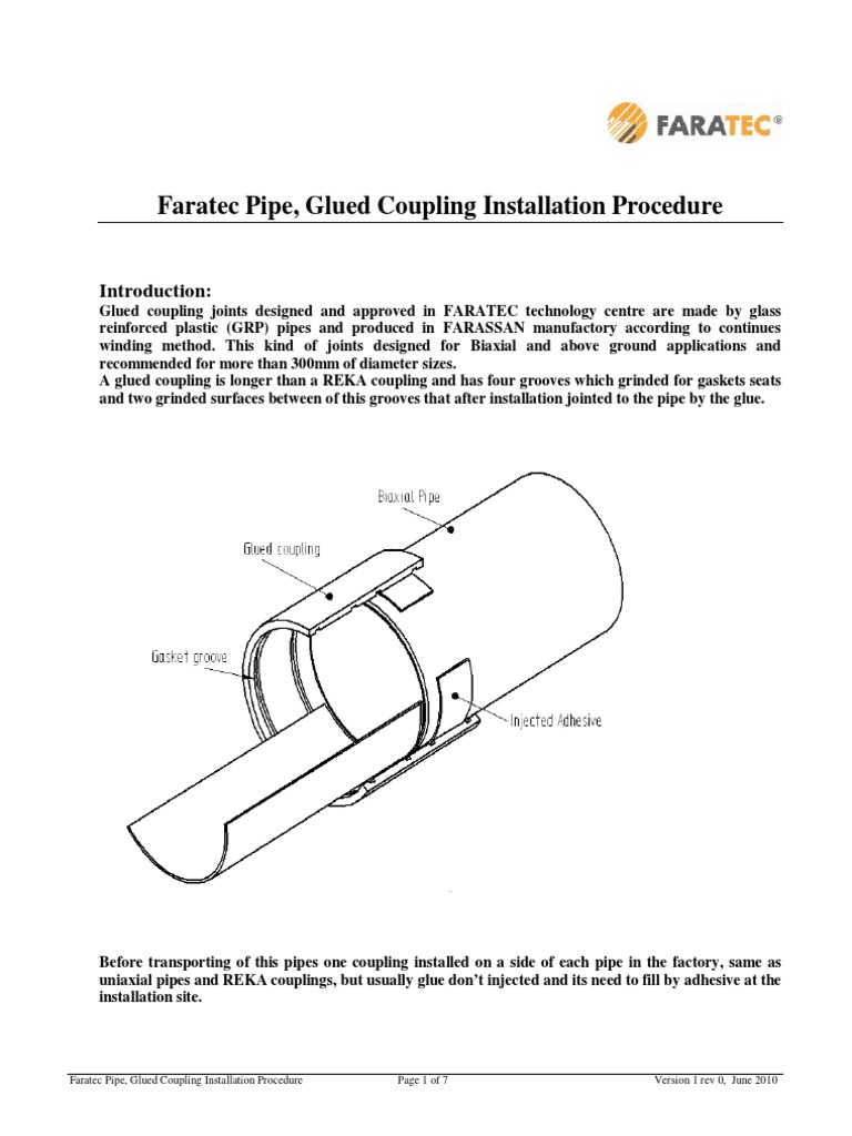 GRP Glued Coupling Installation Guide | PDF | Adhesive | Pipe (Fluid ...