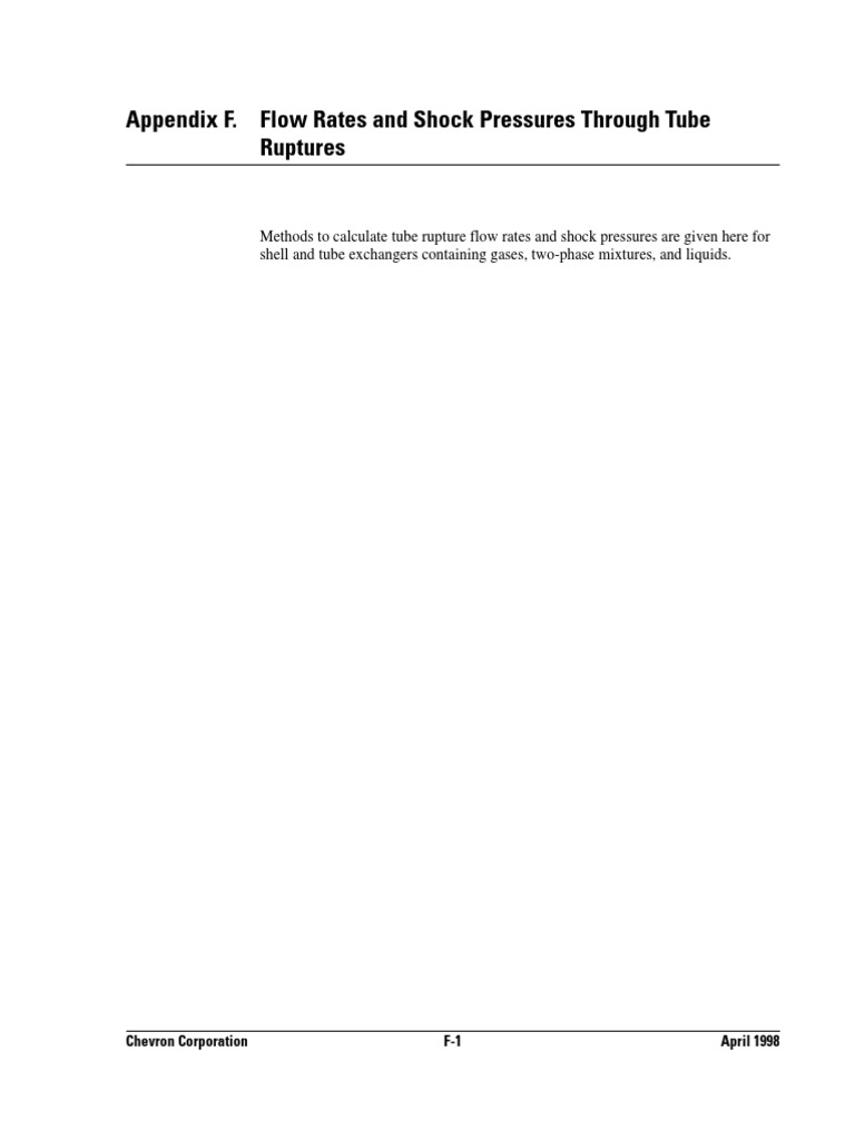 CHEVRON Flow Rates and Shock Pressures Through Tube Ruptures Heat ...