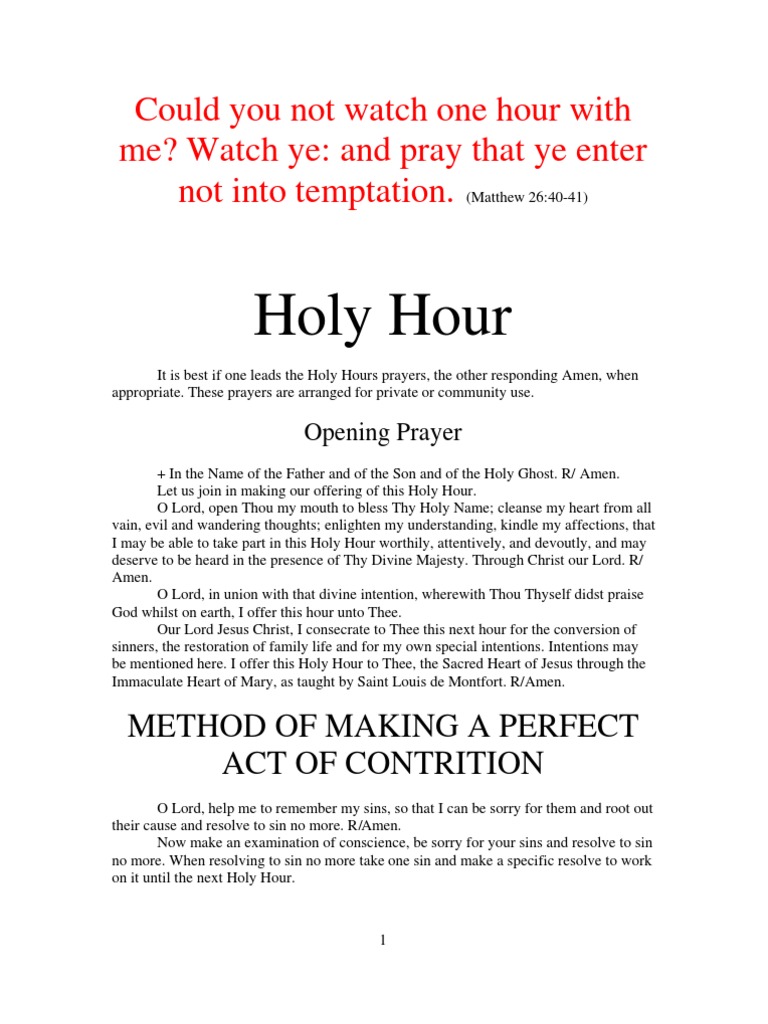 Holy Hour Prayers by Pope Michael | Religious Belief And Doctrine ...
