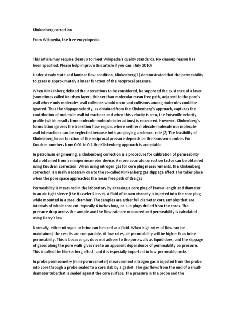Klinkenberg Correction | PDF | Phases Of Matter | Transparent Materials
