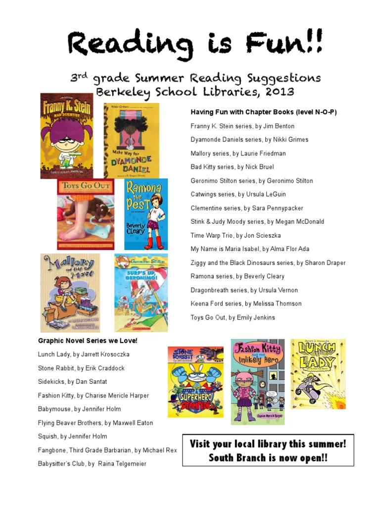 3rd Grade Summer Reading List 2013 | PDF | American Children's ...