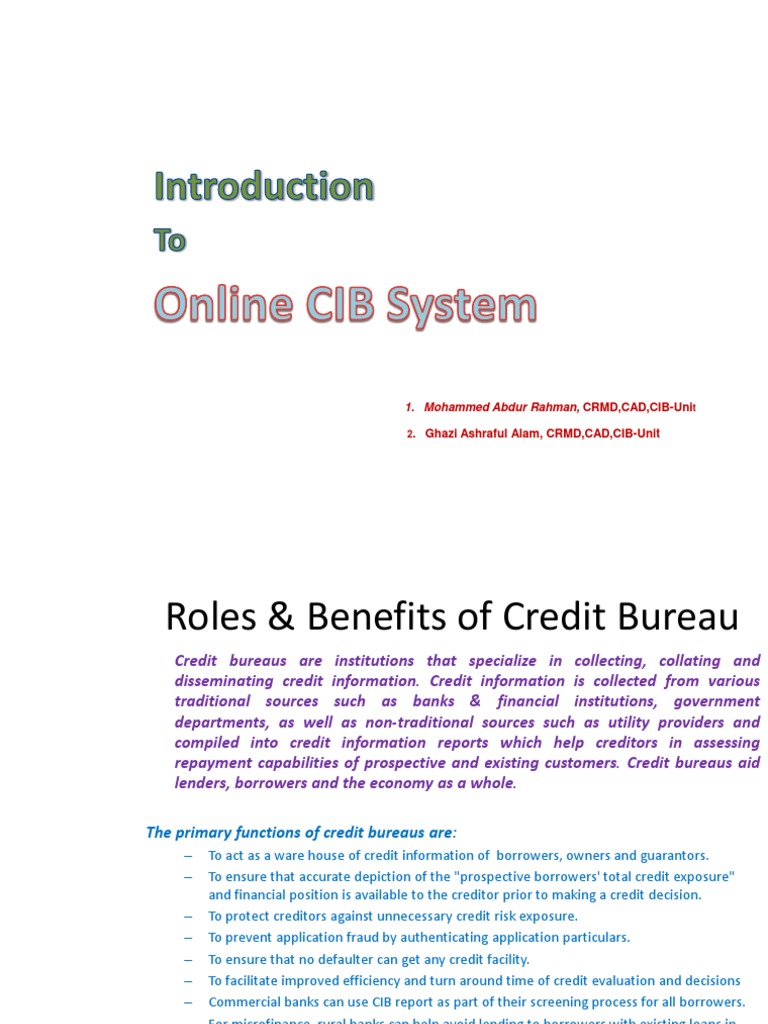 CIB Online | PDF | Credit Bureau | Identity Document