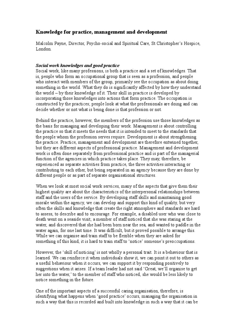 Integrating Knowledge in Social Work Practice | PDF | Palliative Care ...
