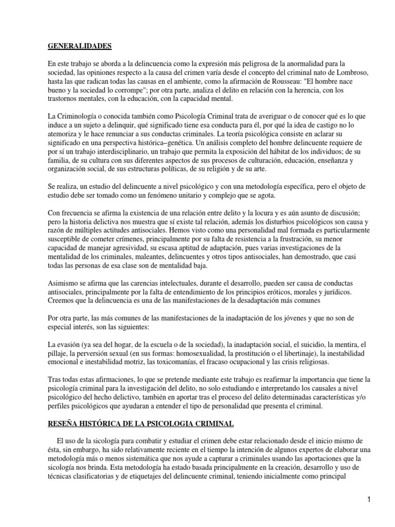 Análisis de las teorías criminológicas clásicas y su enfoque sobre las ...