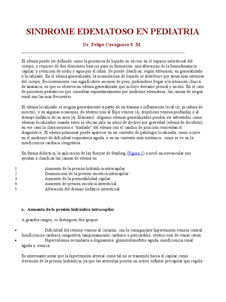 Sindrome Edematoso en Pediatria | PDF | Edema | Nefrología