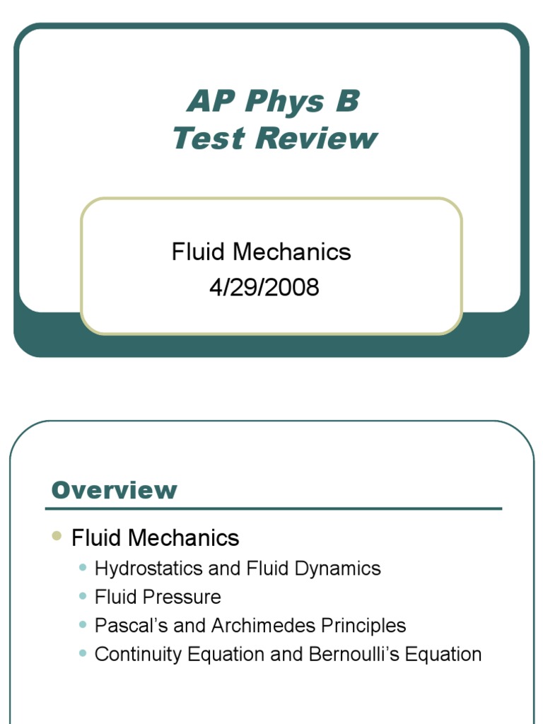 AP Physics B Review - Fluid Dynamics | PDF | Teaching Methods ...
