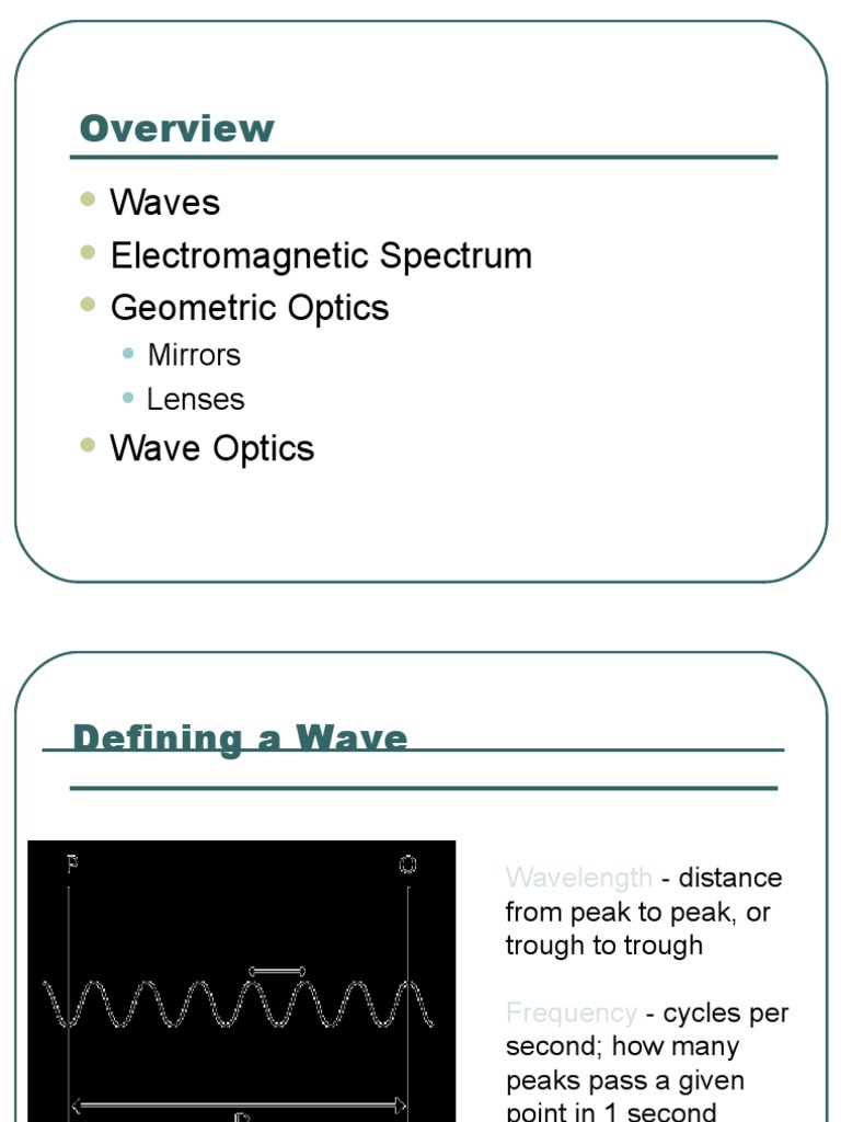 Waves Electromagnetic Spectrum Geometric Optics: Mirrors Lenses | PDF ...