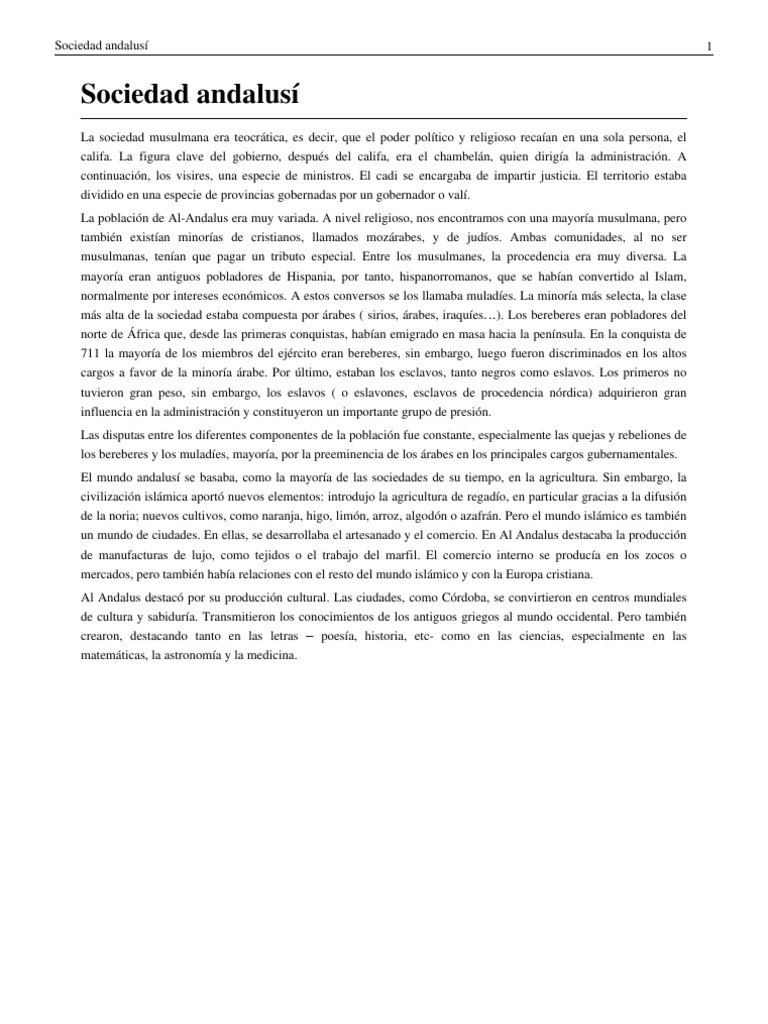 Sociedad Andalusí | PDF | Al Andalus | Árabes