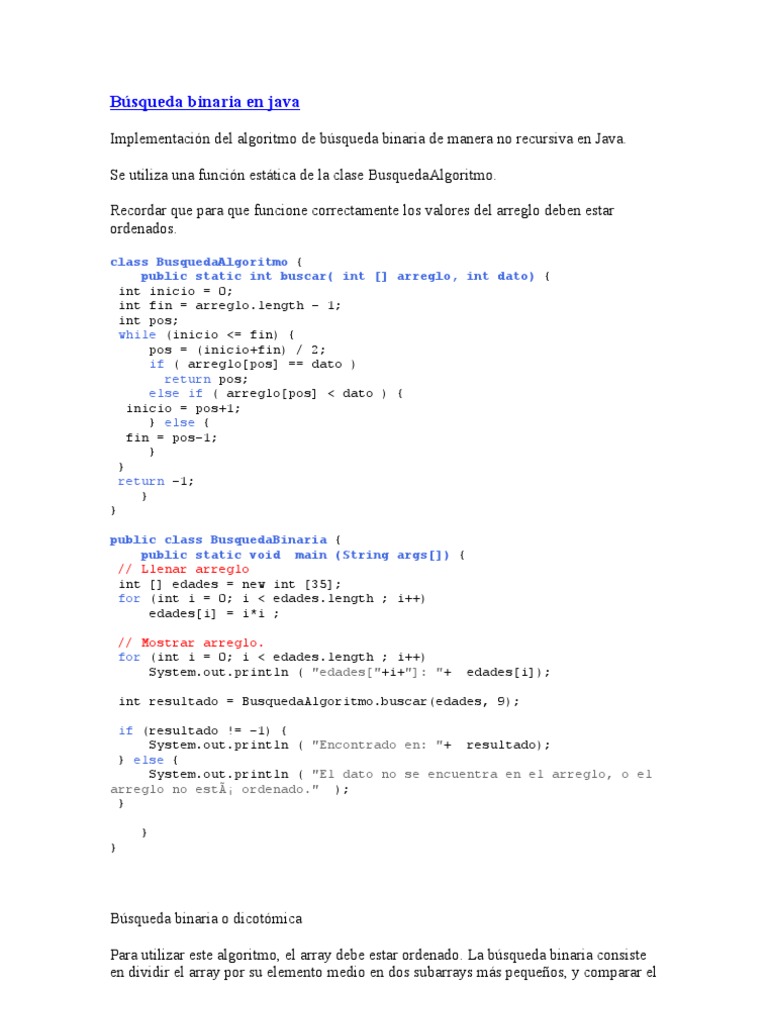 Busqueda Binaria | PDF | Estructura de datos de matriz | Algoritmos