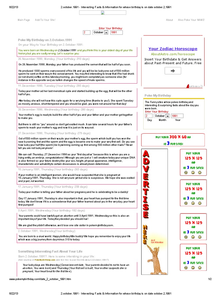 2.october.1991 - Interesting Facts & Information For Whose Birthday Is ...