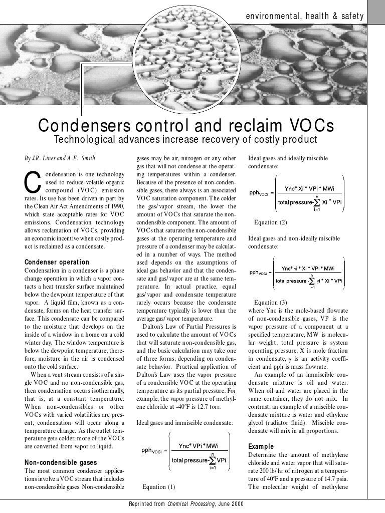 Condensation Technology for VOC Recovery | PDF | Heat Exchanger ...