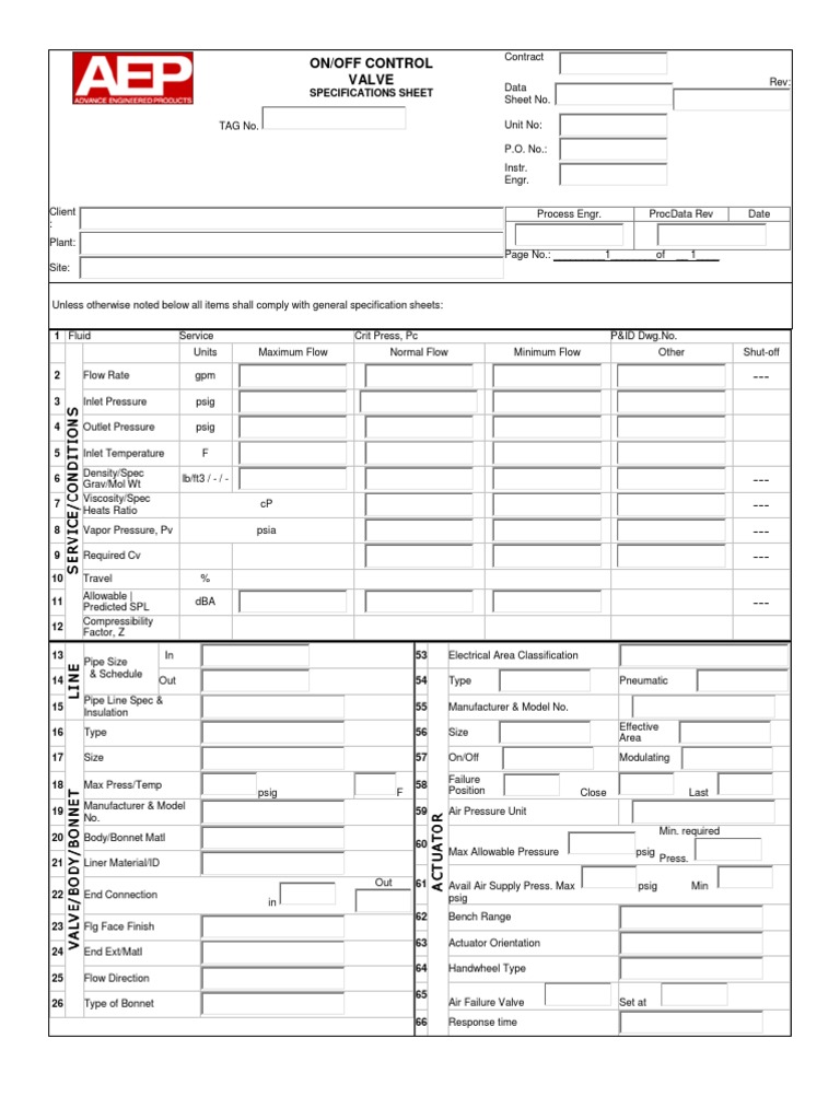 Control Valve Datasheet | PDF