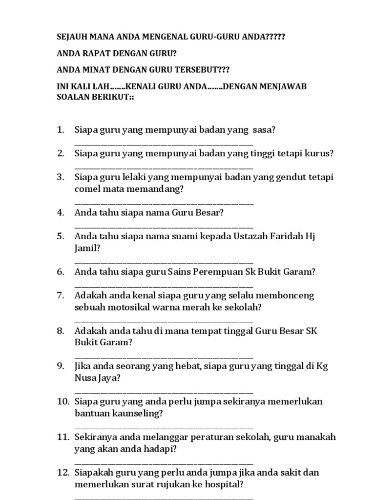 Kuiz Hari Guru | PDF