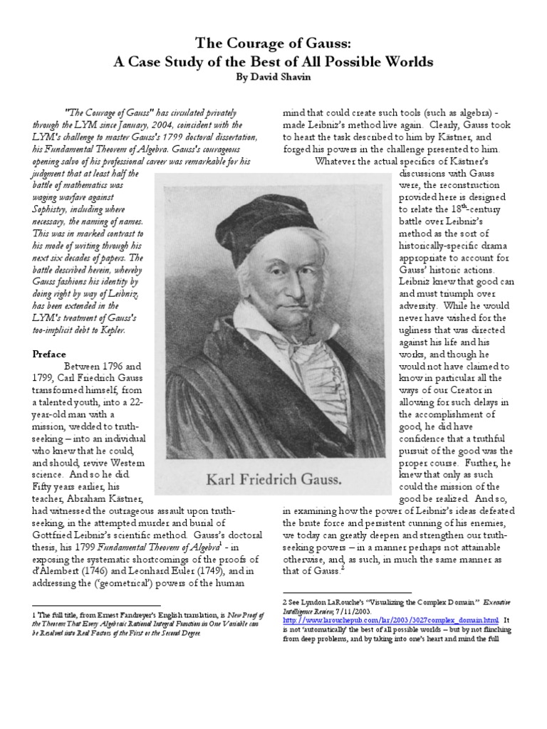 Gauss's Courage: Reviving Leibniz's Legacy | PDF | Gottfried Wilhelm ...