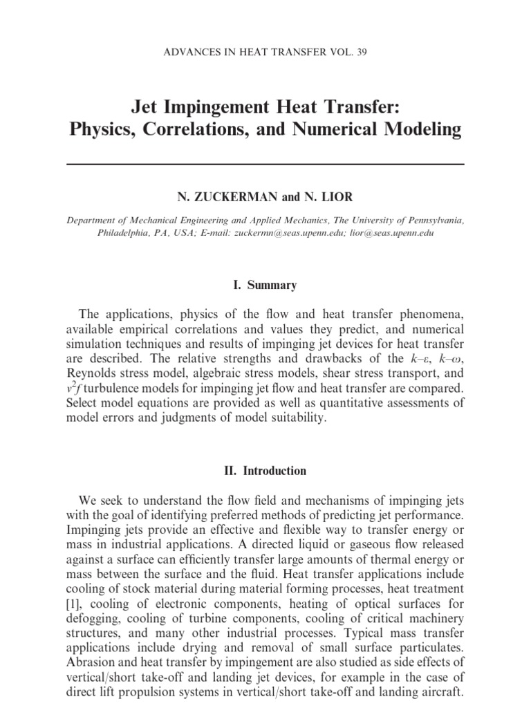 Jet Impingement Heat Transfer Journal | PDF | Jet Engine | Turbulence