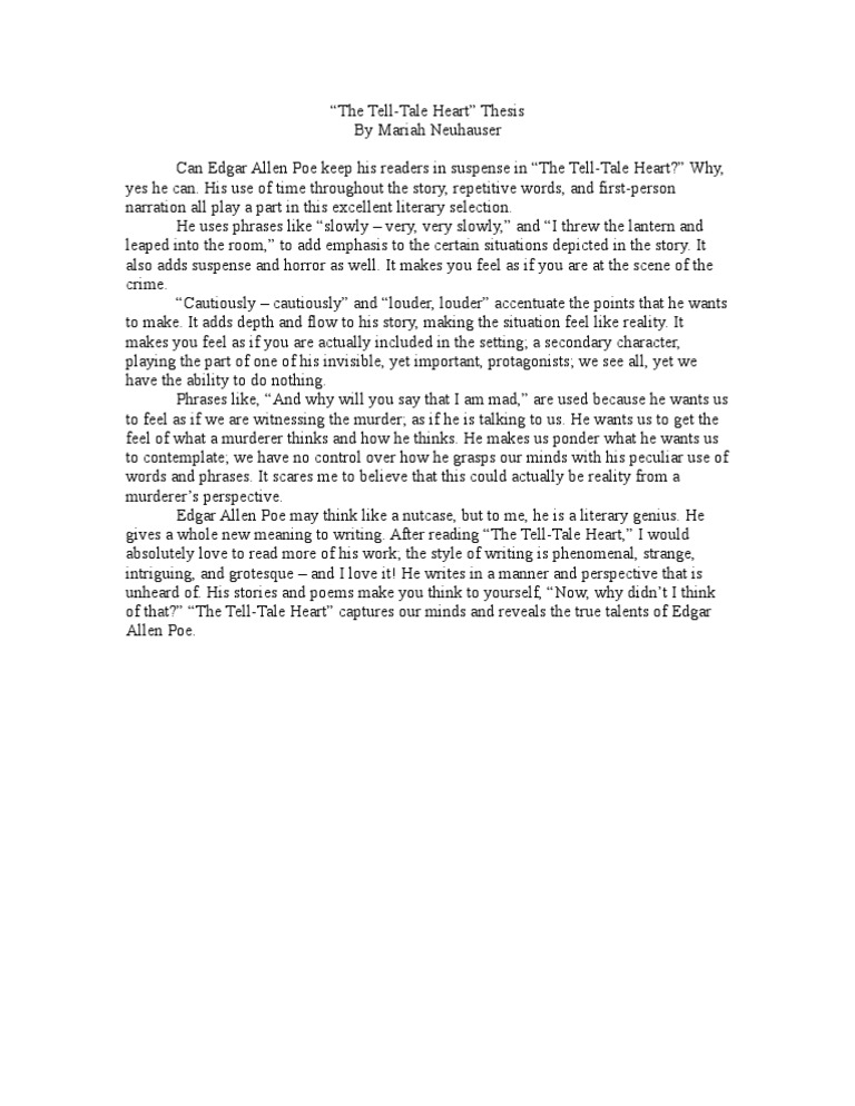 Analyzing "The Tell-Tale Heart" | PDF