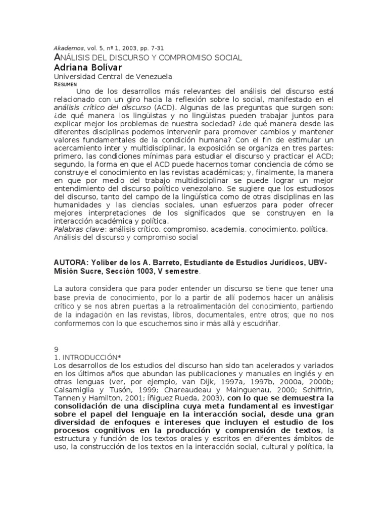 Adriana Bolivar | PDF | Lingüística | Conocimiento