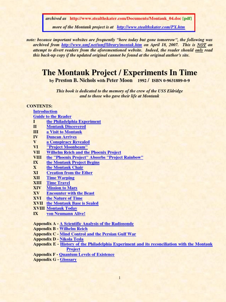 The Montauk Project - Experiments in Time | PDF | Luminiferous Aether ...