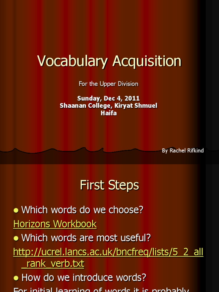Vocabulary Acquisition | Vocabulary | Language Acquisition