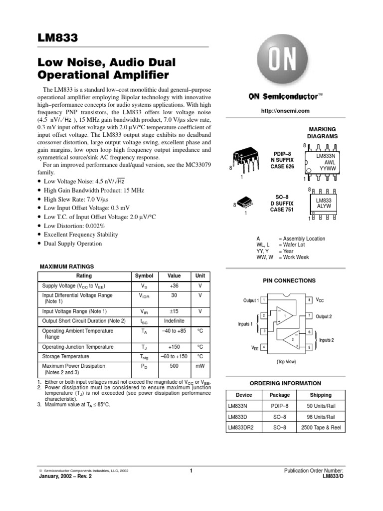 lm833 Rev2 | PDF | Operational Amplifier | Bandwidth (Signal Processing)