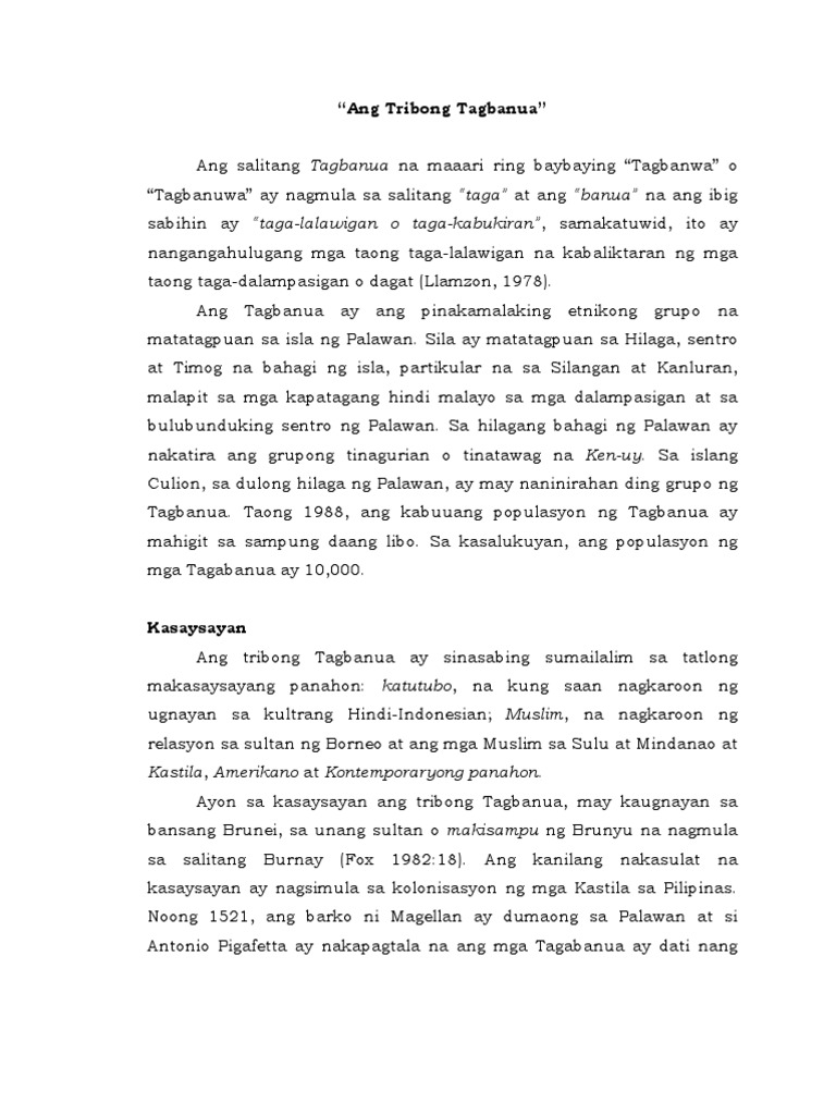 Ang Tribong Tagbanua | PDF