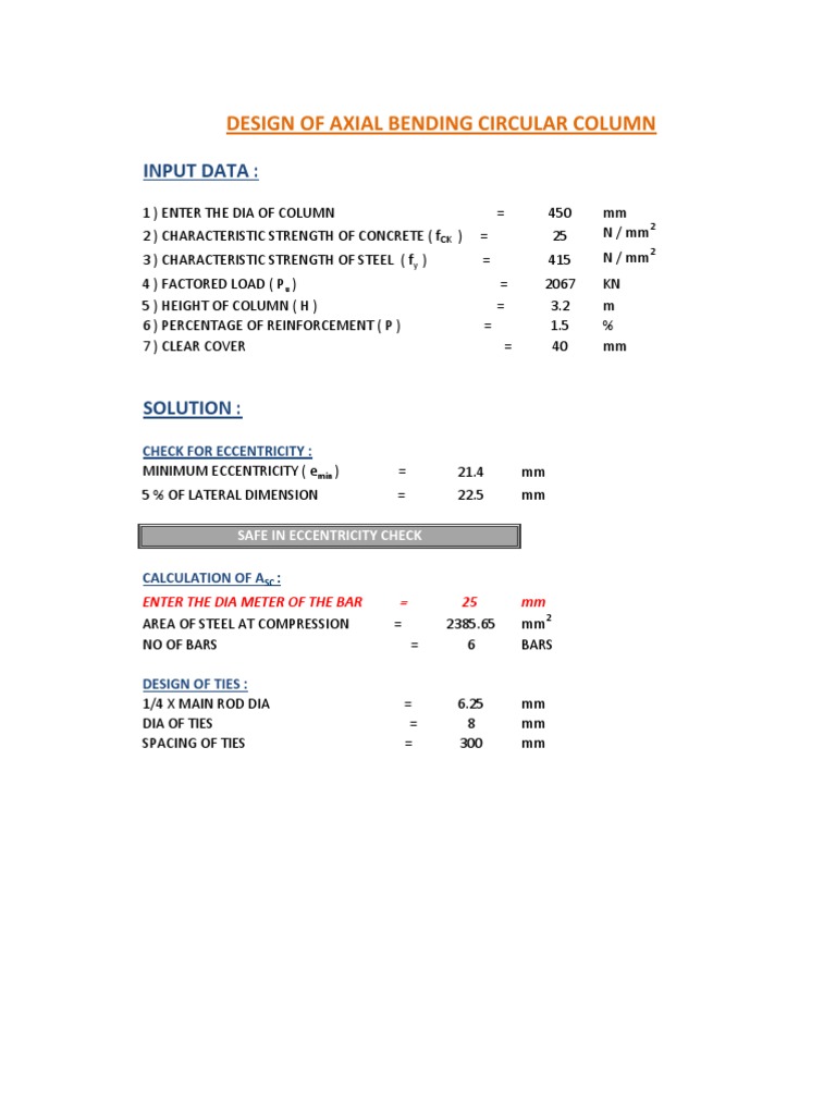 Axial Circular Column Design | PDF