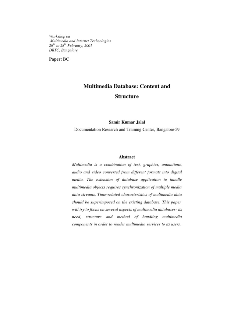 Multimedia Database Content and PDF | PDF | Databases | Multimedia