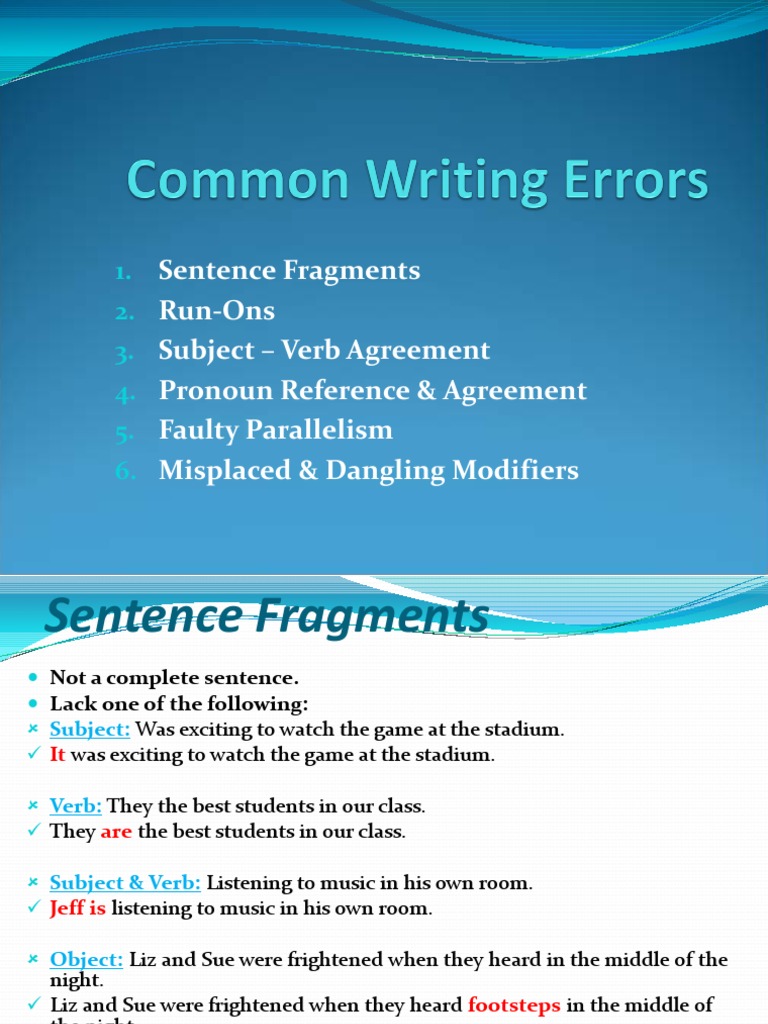 Common Sentence Structure Errors | PDF | Sentence (Linguistics ...