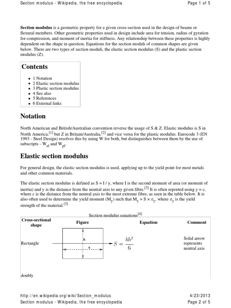 Section Modulus | PDF | Classical Mechanics | Mechanics