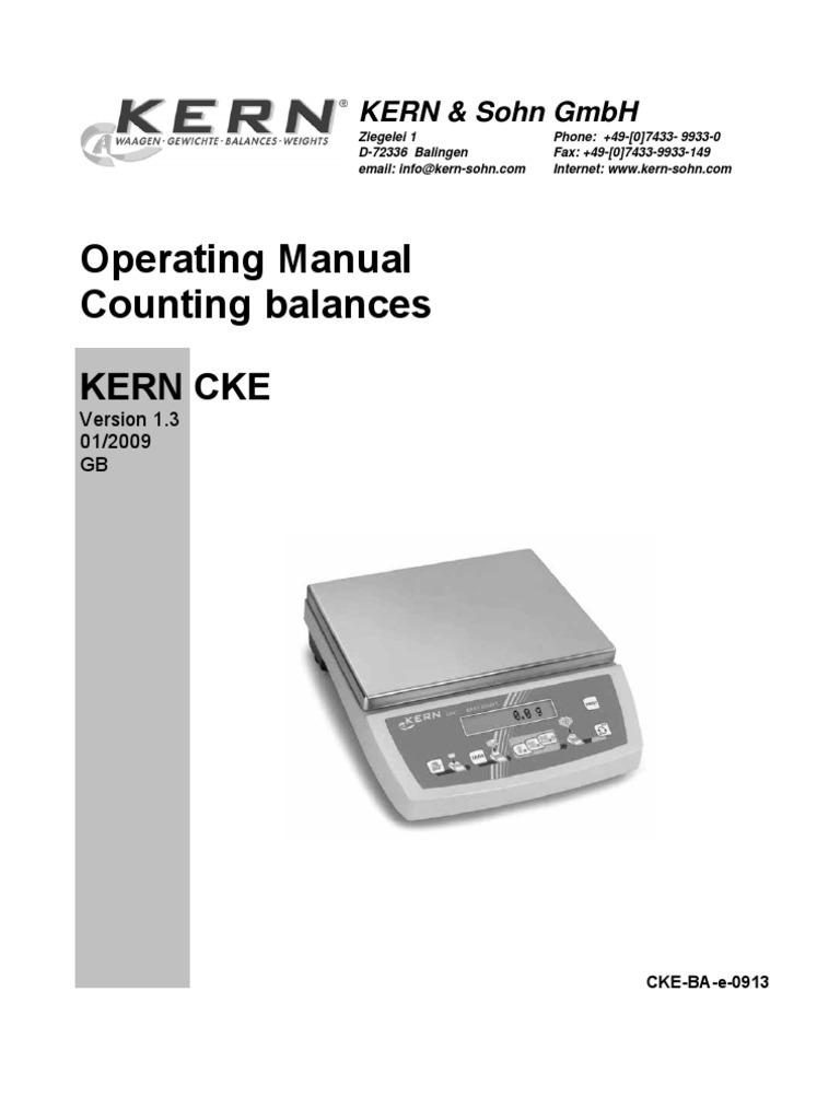 Operating Manual Counting Balances: Kern Cke | PDF | Personal Computers ...